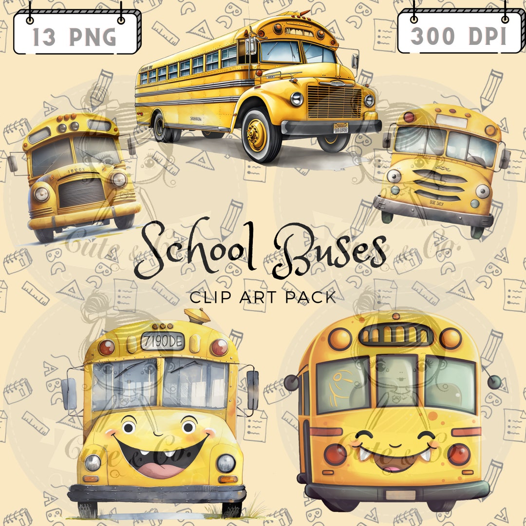 School Bus Clipart Set 13 PNG Images, 5 With Transparent Background ...