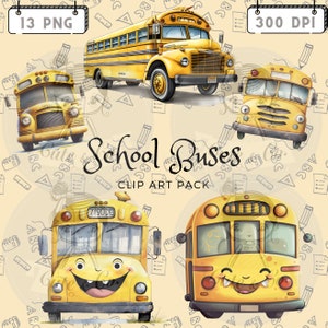 School Bus Clipart Set 13 PNG Images, 5 With Transparent Background ...