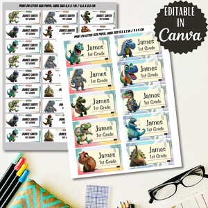 Set of Dinosaurs Printables Labels Back to School Dinosaurs - Etsy