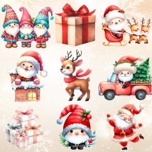 Christmas Watercolor Clipart, Cute Santa Watercolor Graphics, Winter ...
