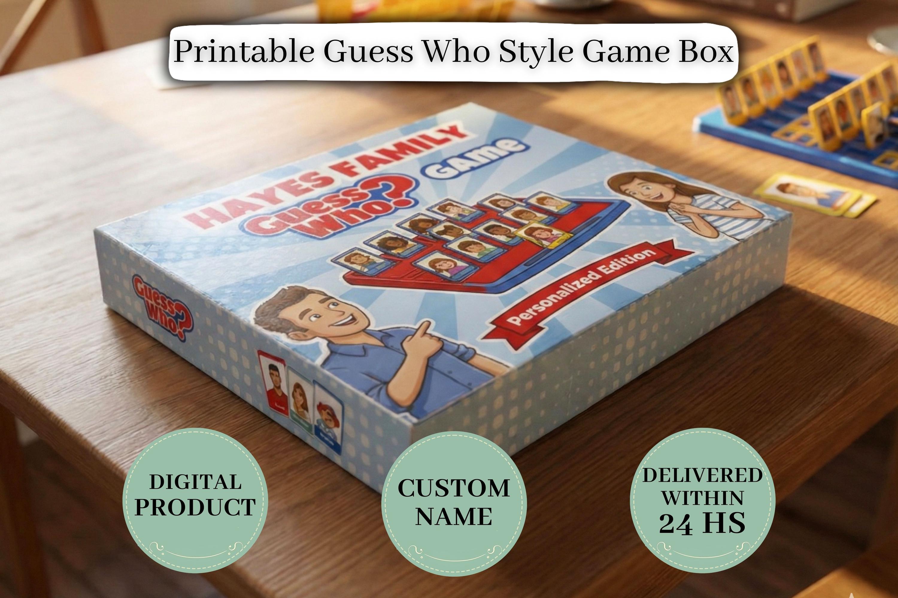 Custom Guess Who Portrait Cards, Personalized Cartoon Family Printable ...
