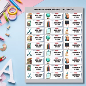 Set of School Supplies Printables Labels Back to School, School ...
