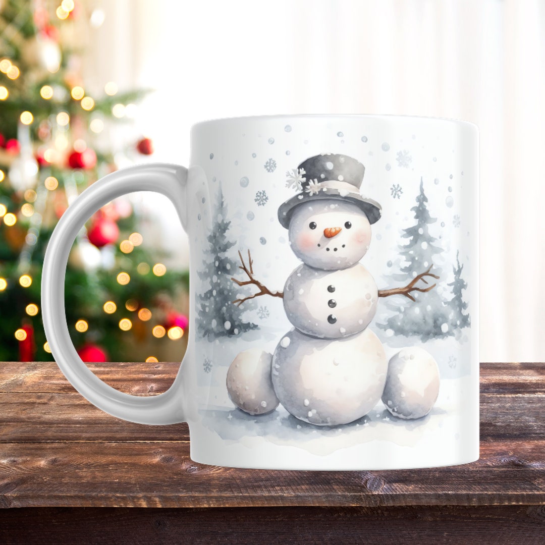 Snowman Christmas Mug Wrap, 11oz and 15oz Mug Template, Mug Sublimation ...