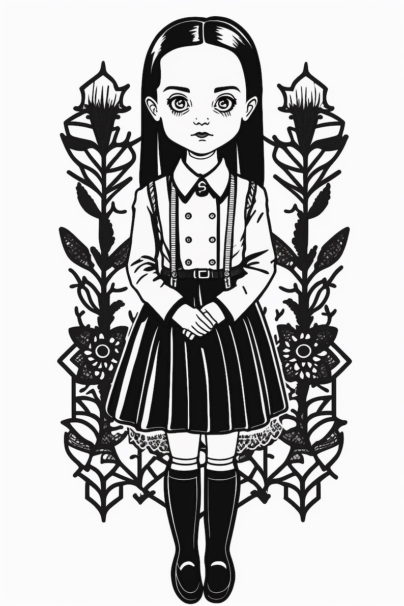 Libro de colorear Miércoles Addams Merlina Addams Wednesday - Etsy España