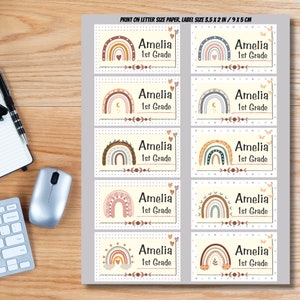 Set of Boho Rainbow Printables Labels Back to School, Boho Rainbow ...