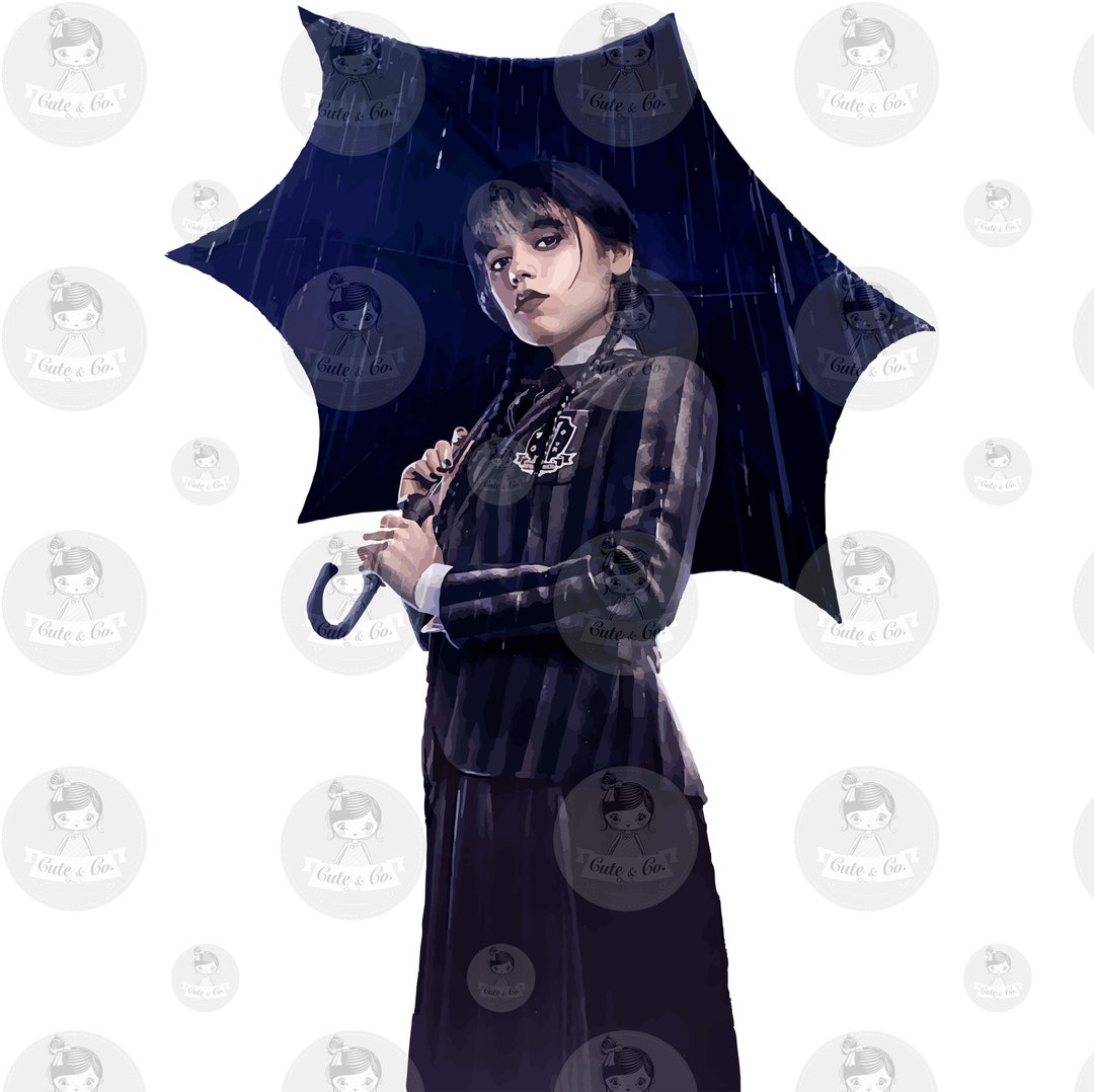 SVG Merlina With Umbrella PNG Vectors Wednesday Addams - Etsy Hong Kong