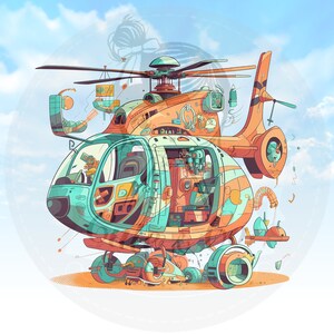 Colorful and Modern Helicopter Clipart Set 16 PNG Images at 300 DPI for ...