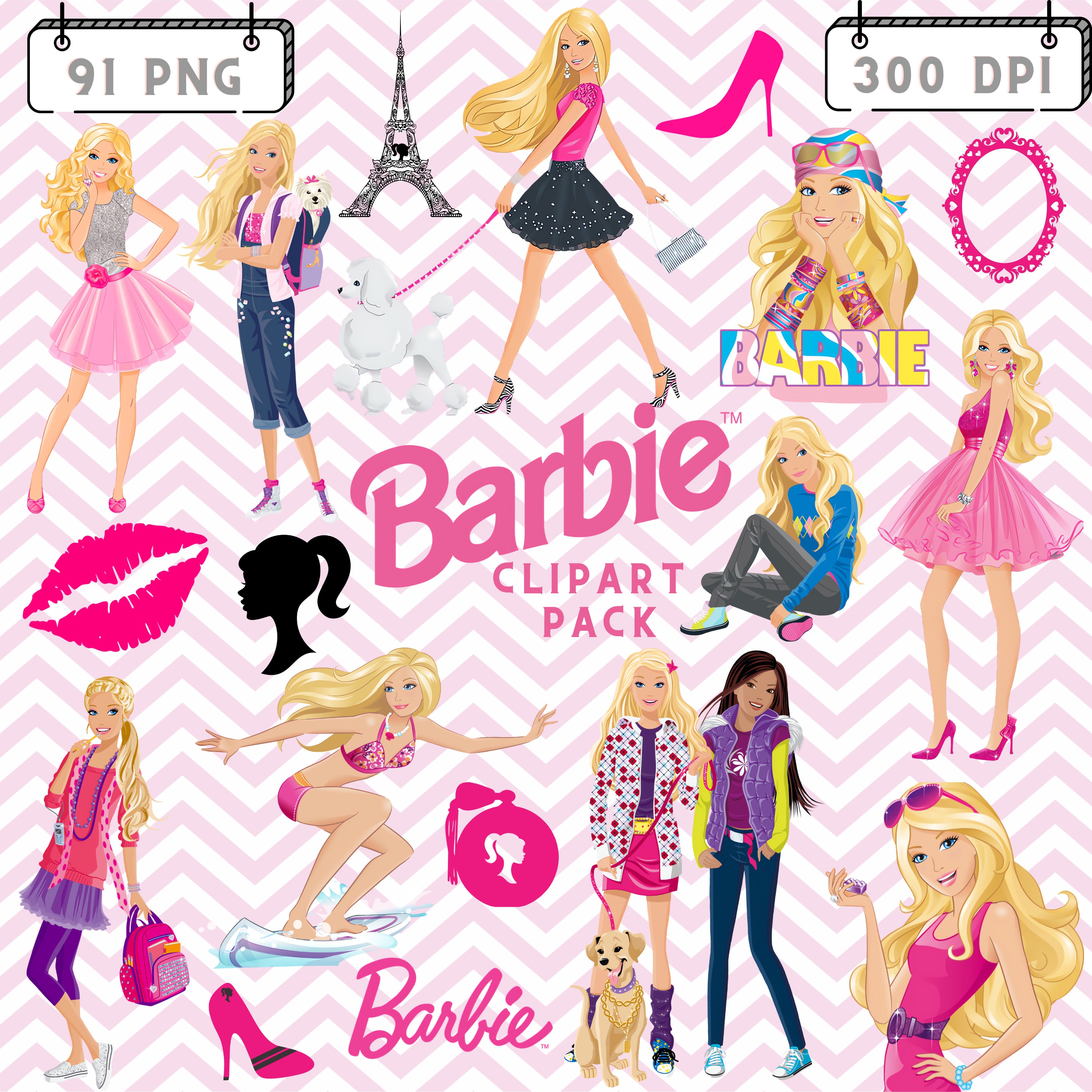 Barbie Clipart Pack 91 Imágenes Png Verano Barbie Muñeca Etsy España