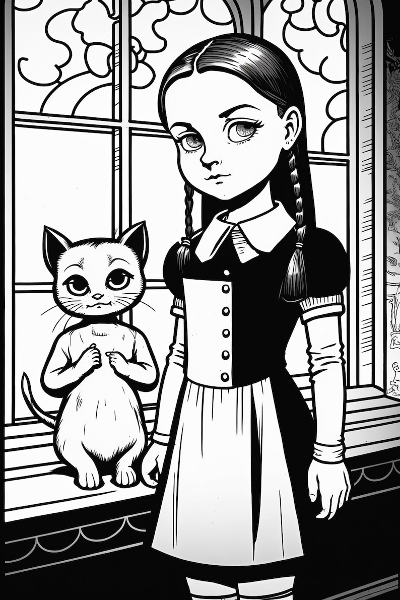 Libro de colorear Miércoles Addams Merlina Addams Wednesday - Etsy España