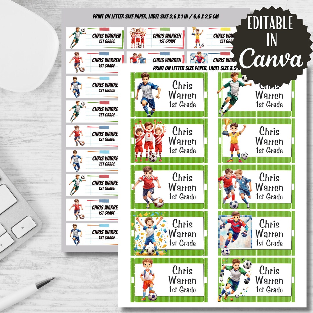 Set of Soccer Futbol Printables Labels Back to School, Soccer Stickers ...