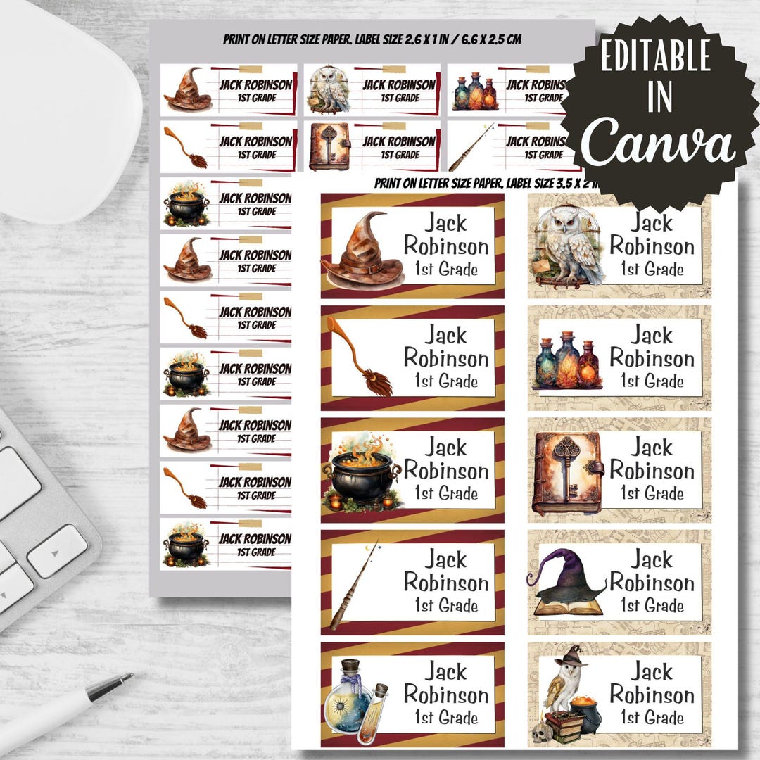Set of Magic Printables Labels Back to School, Magic Themed Stickers ...