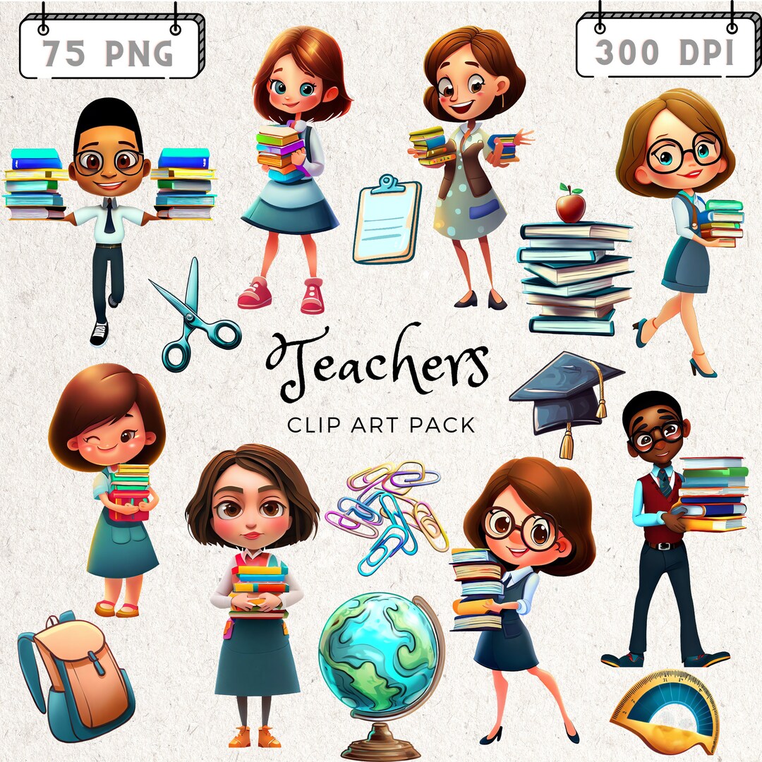Teachers Clipart and School Supplies Drawings for Planner Stickers Back ...