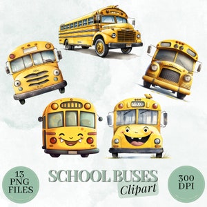 School Bus Clipart Set 13 PNG Images, 5 With Transparent Background ...