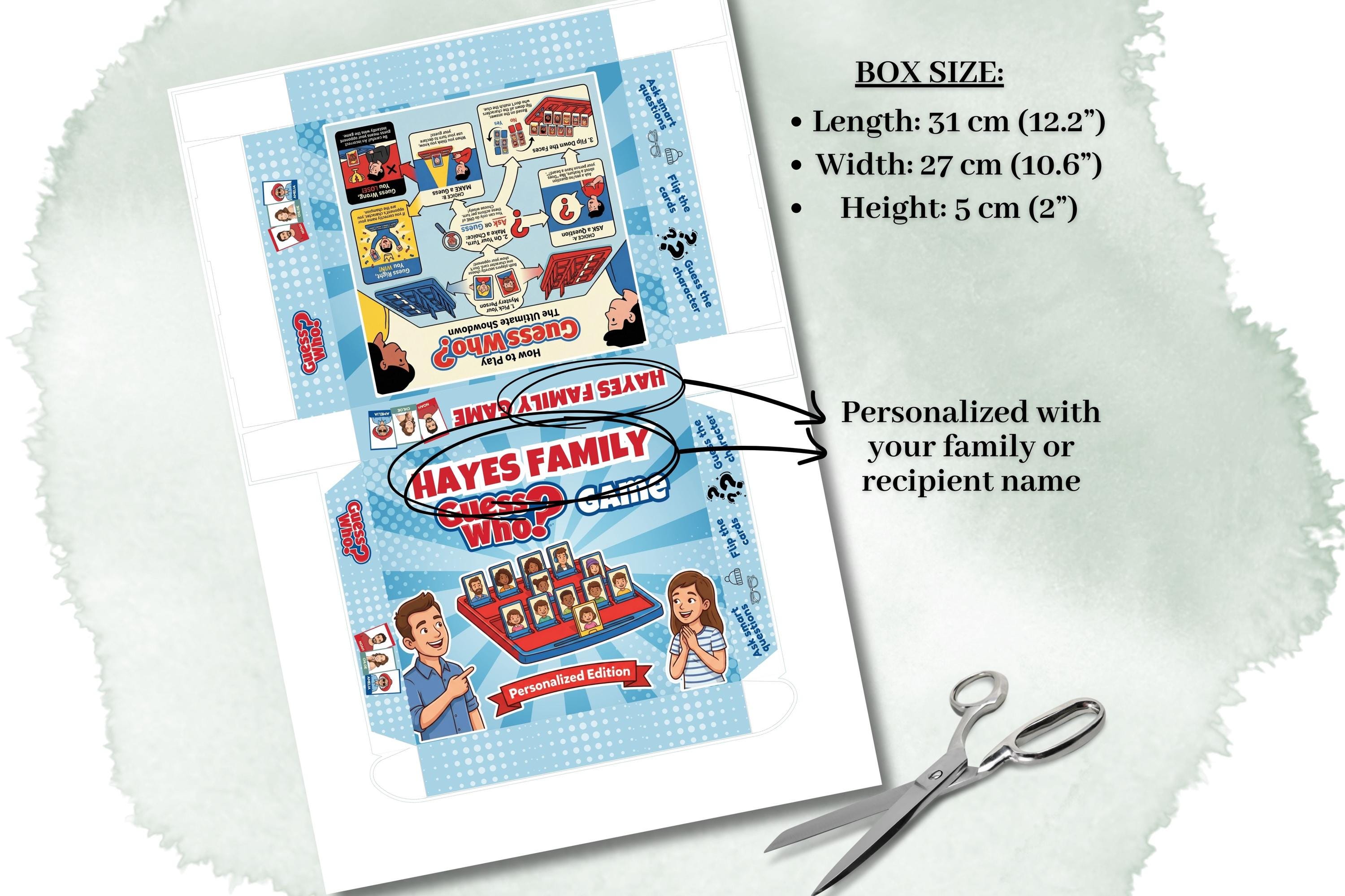 Custom Guess Who Portrait Cards, Personalized Cartoon Family Printable ...