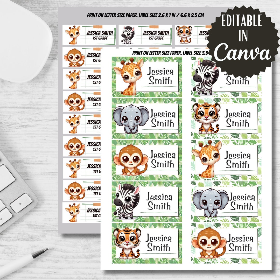 Set of Forest Animals Printables Labels Back to School, Forest Animals ...