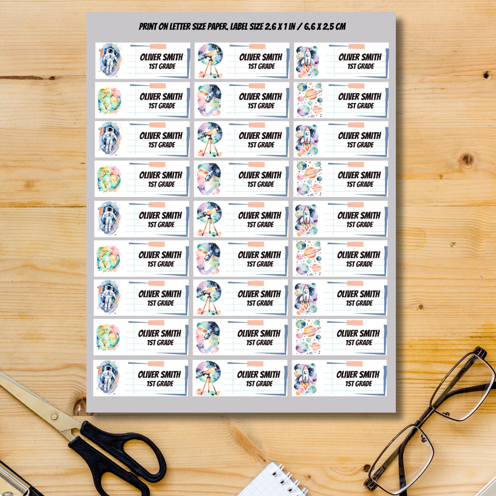 Space Stickers, Back to School Labels, Astronaut, Planets (editable in ...
