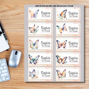 Set of Watercolor Butterflies Printables Labels Back to School ...