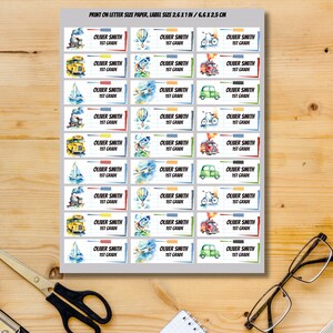 Set of Transports Printables Labels Back to School, Transports Stickers ...