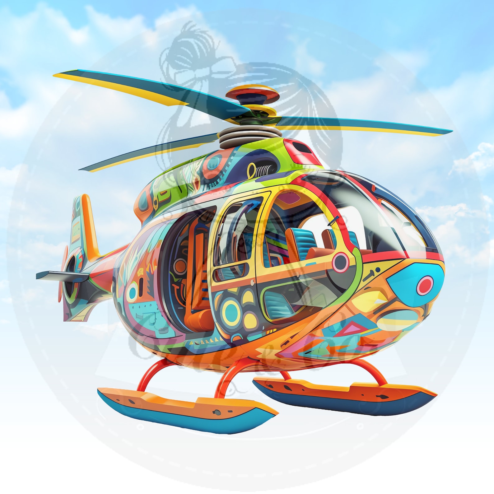Colorful Helicopter Clipart Set, Modern PNG Images (300 DPI) - Etsy