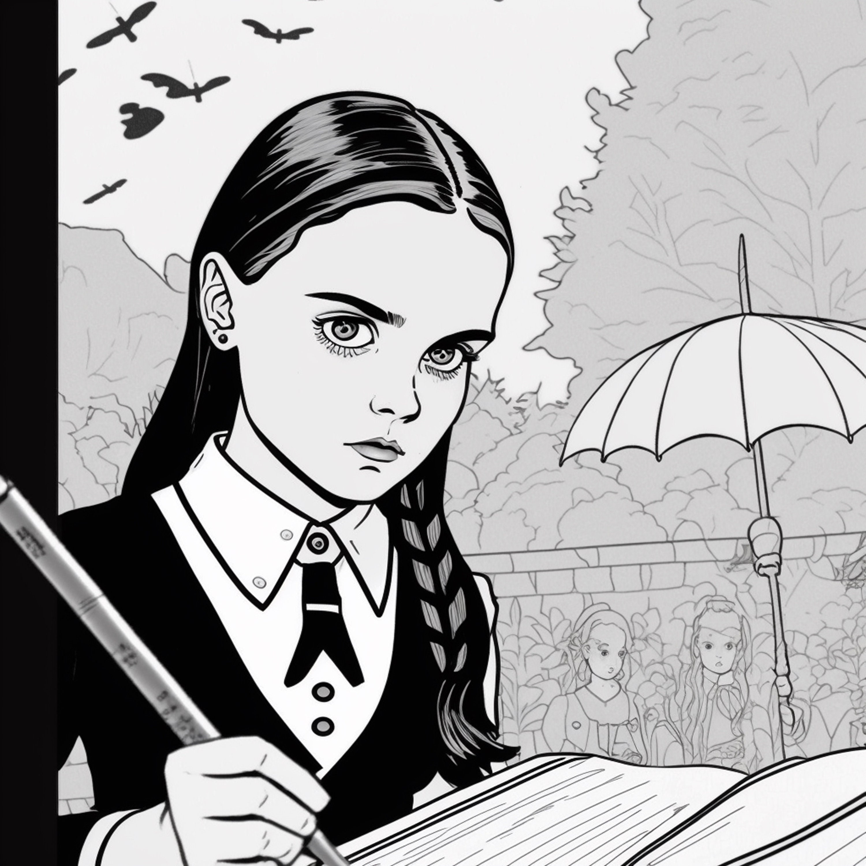 Libro De Colorear Miércoles Addams Merlina Addams Wednesday - Etsy UK