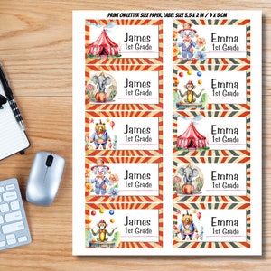Set of Circus Printables Labels Back to School, Circus Stickers, Tags ...