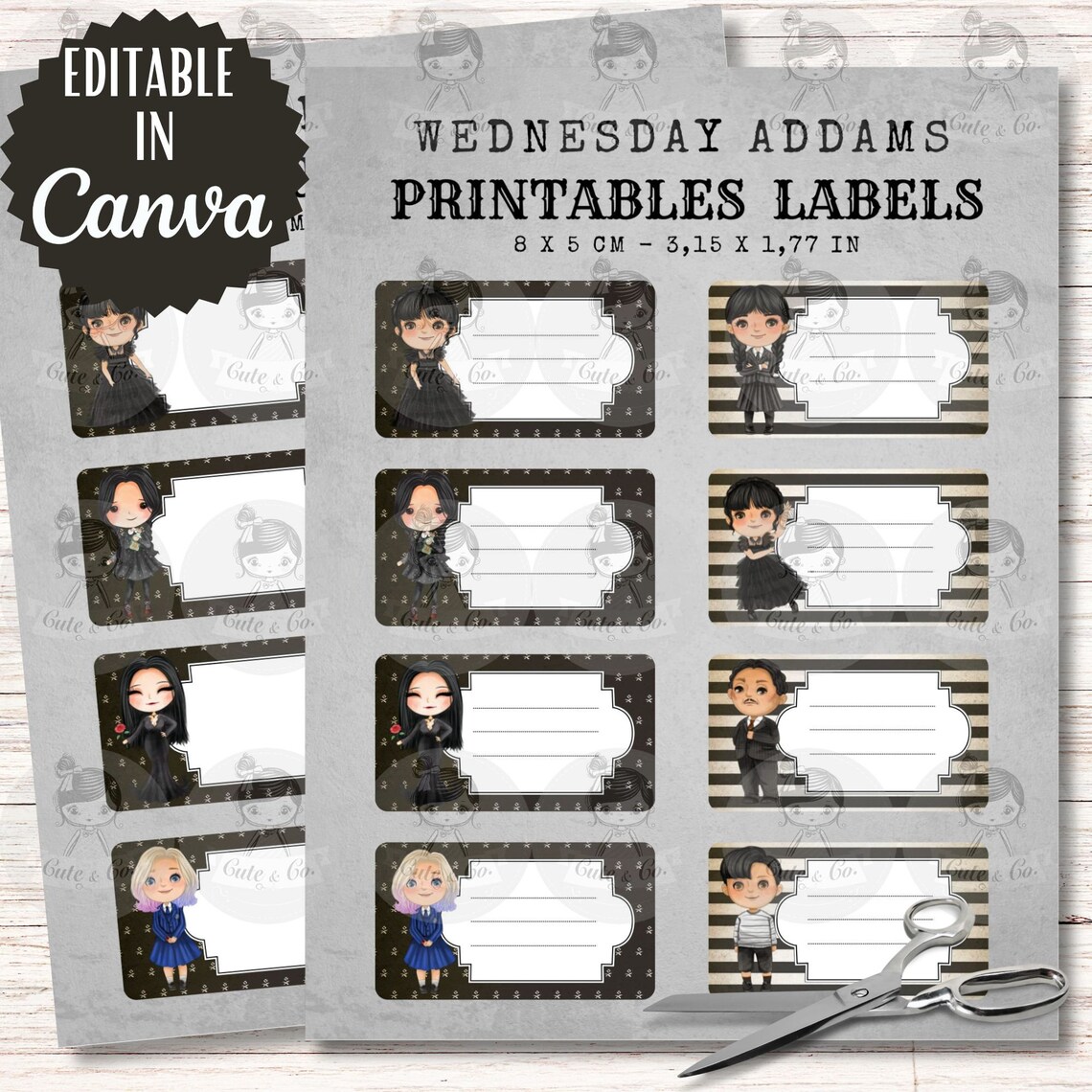 Wednesday Printables Labels School Labels DIY Label Printable - Etsy