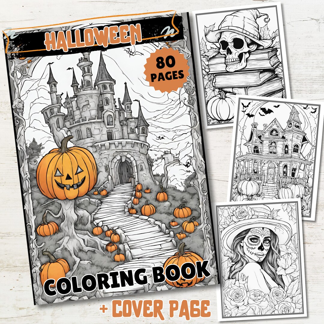 80 Halloween Big Bundle Coloring Page Book Adults + Kids Printable ...