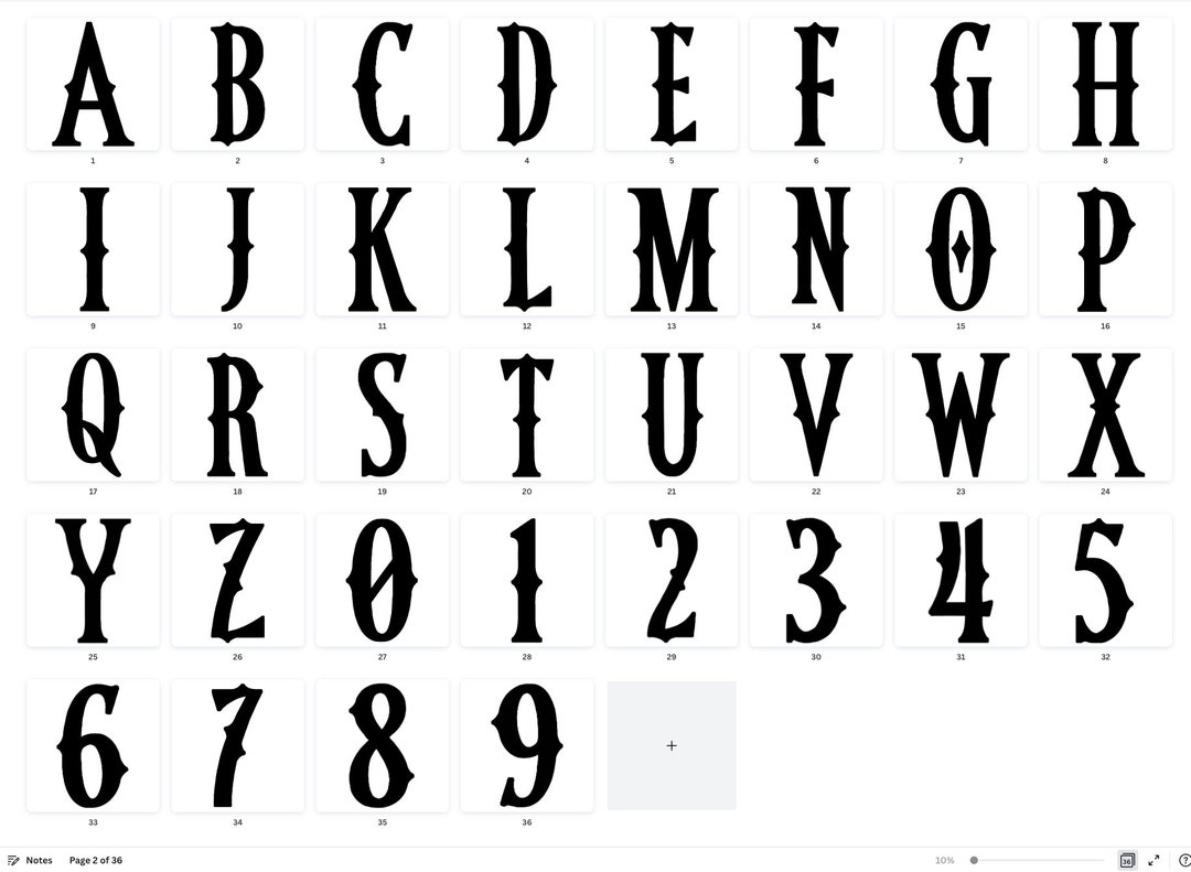 Marcos de letras para Canva con tipografía completa gótica de Wednesday ...