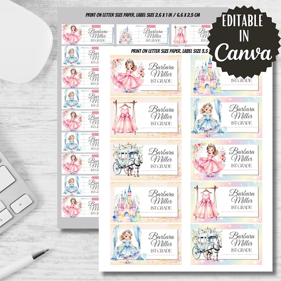 Princess Labels For School