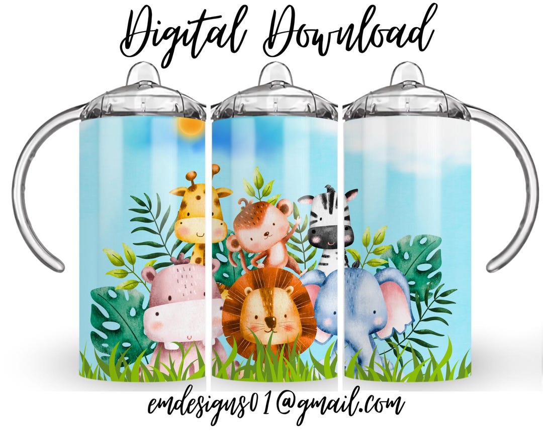 Animals 300dpi 12oz STRAIGHT Skinny Sippy Cup Wrap/12oz Sippy ...