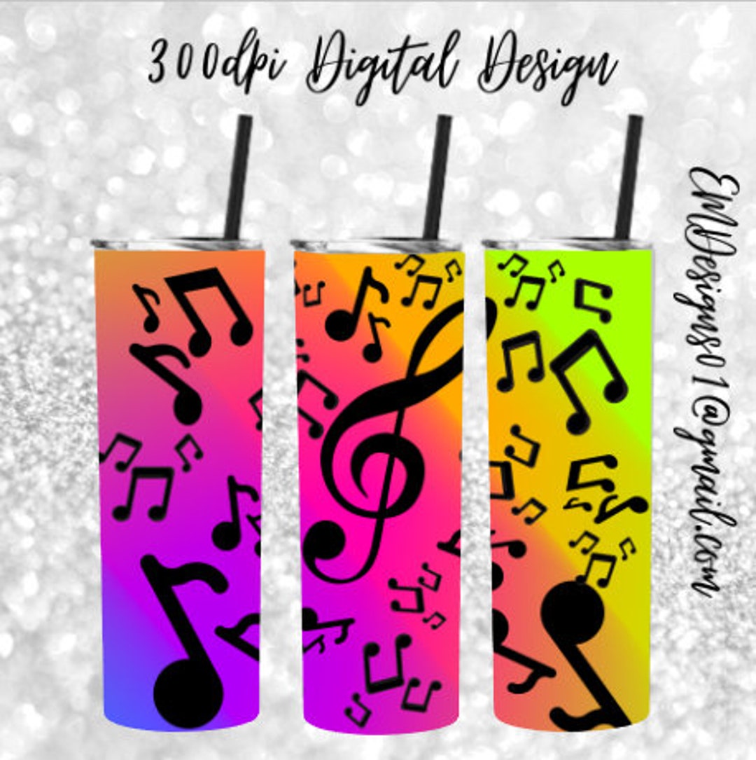 Music Notes 300dpi 20oz STRAIGHT Skinny Tumbler Wrap/20oz Tumbler ...