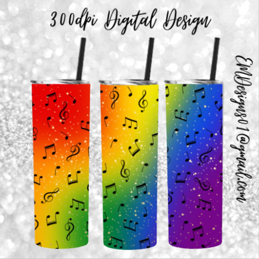 Music Notes 300dpi 20oz STRAIGHT Skinny Tumbler Wrap/20oz Tumbler ...