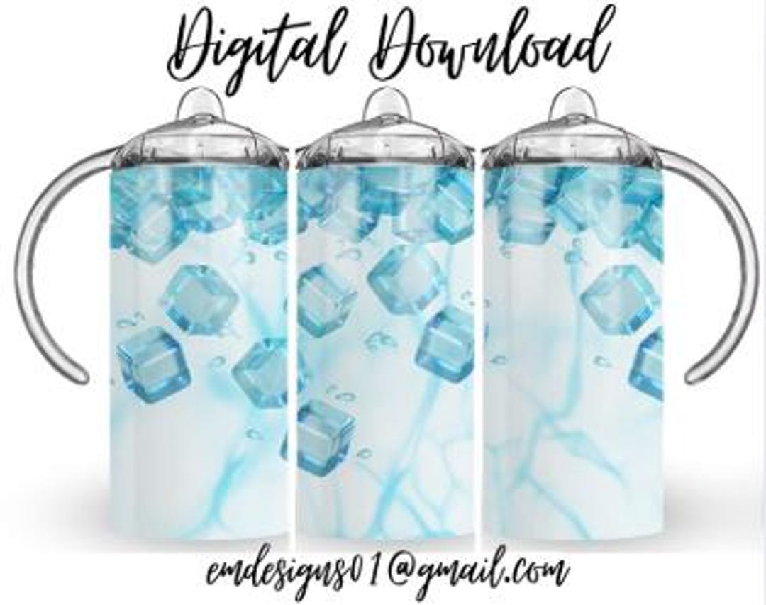 Ice Cubes 300dpi 12oz STRAIGHT Skinny Sippy Cup Wrap/12oz Sippy ...