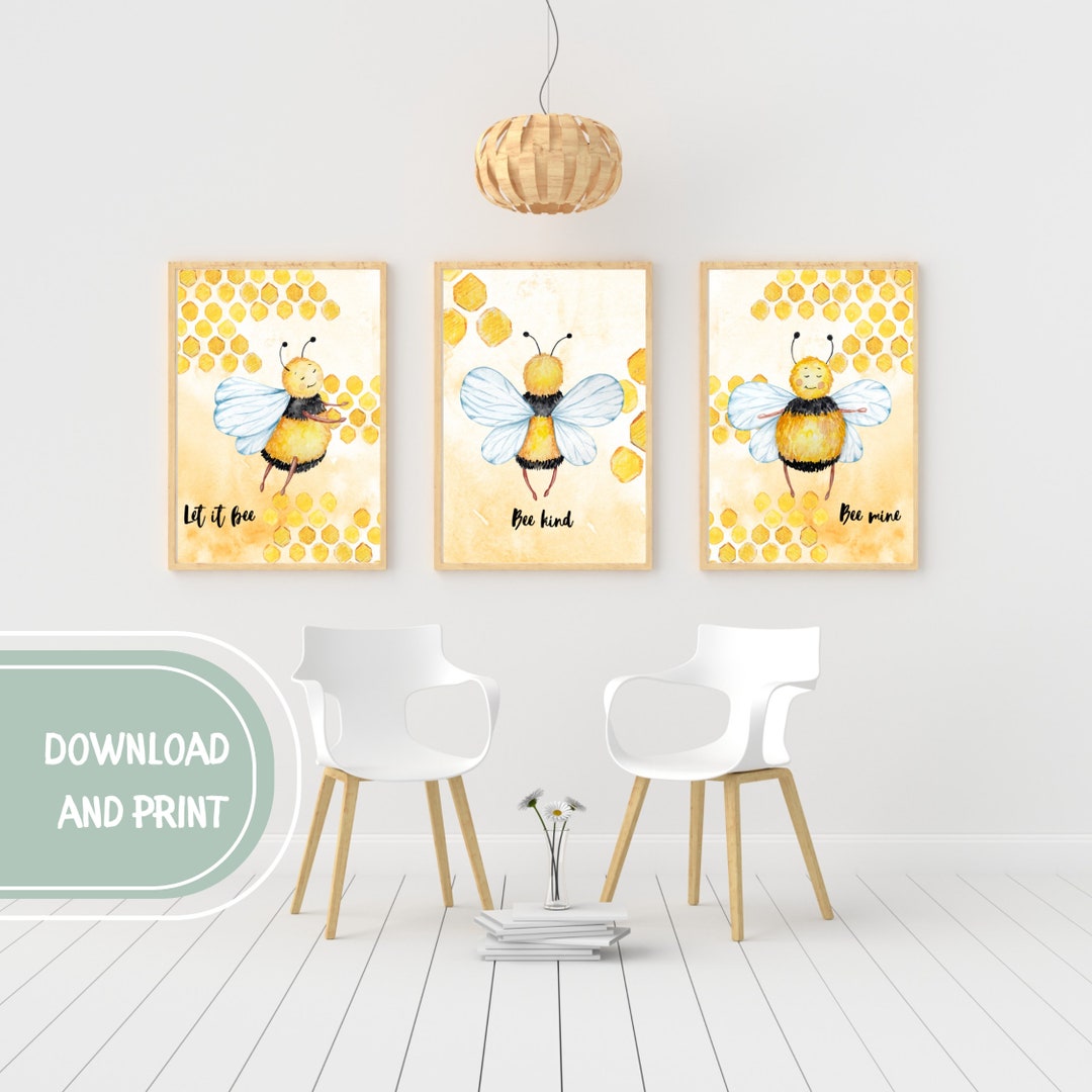 Printable Bumblebee Wall Art, Bee Decor, Bee Wall Art, Honeybee Art ...