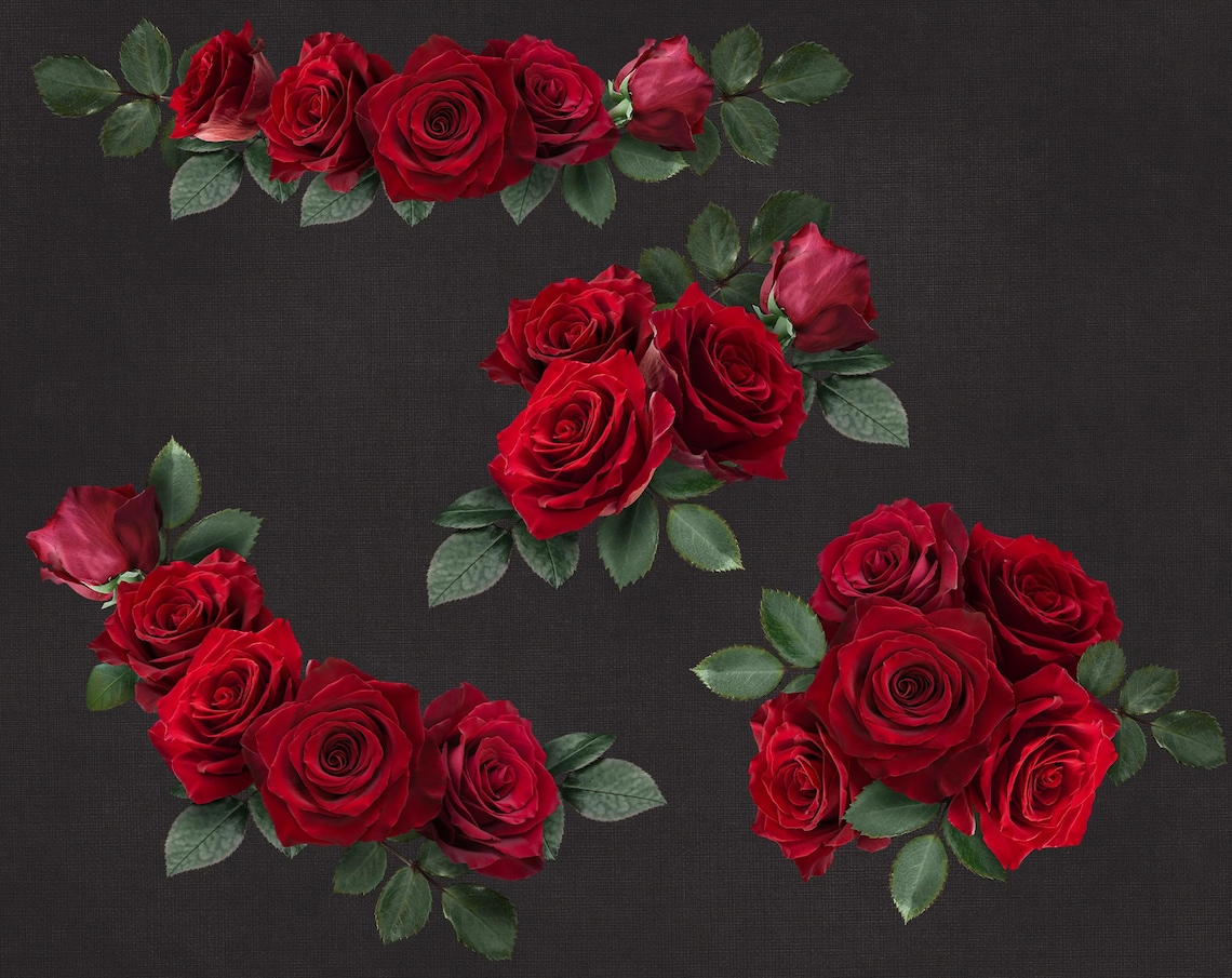 Red Roses Clip Art | Red Flowers Bouquets Clipart | Floral Arrangements ...