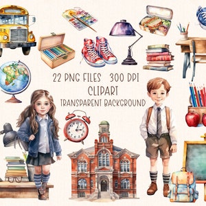 Back to School Clipart | Watercolor School Illustrations Clip Art Set ...