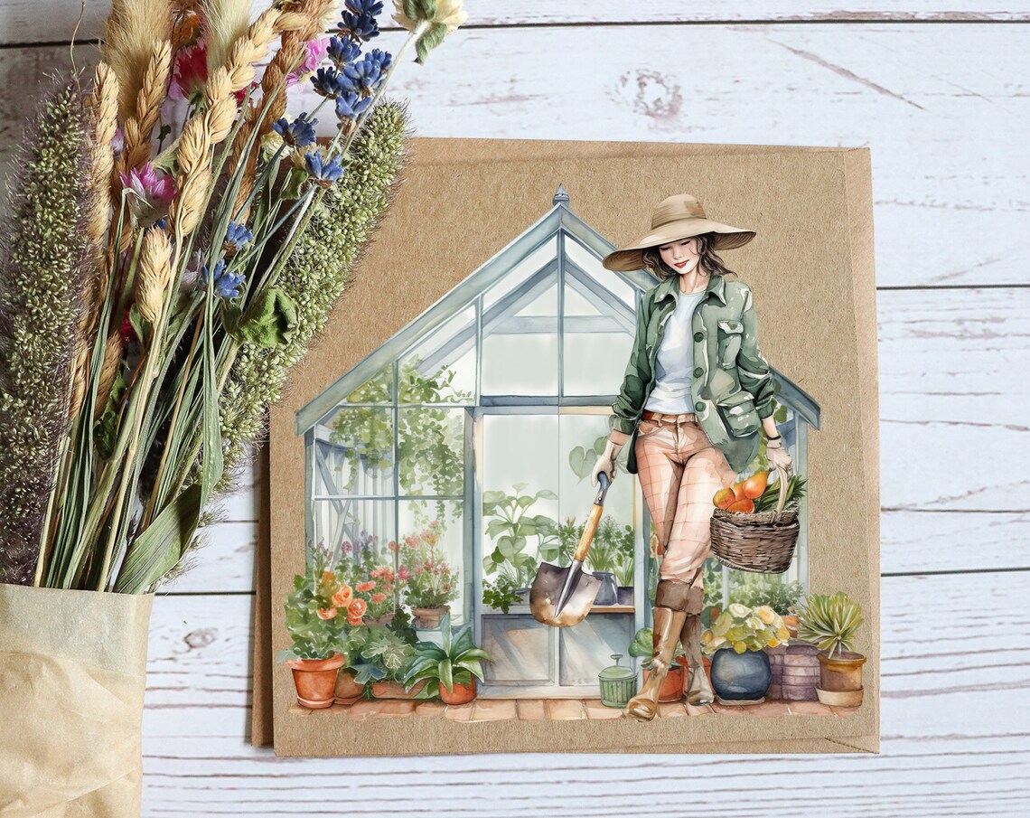 Watercolor Gardening Clipart | Farmhouse, Rustic Garden Illustration ...