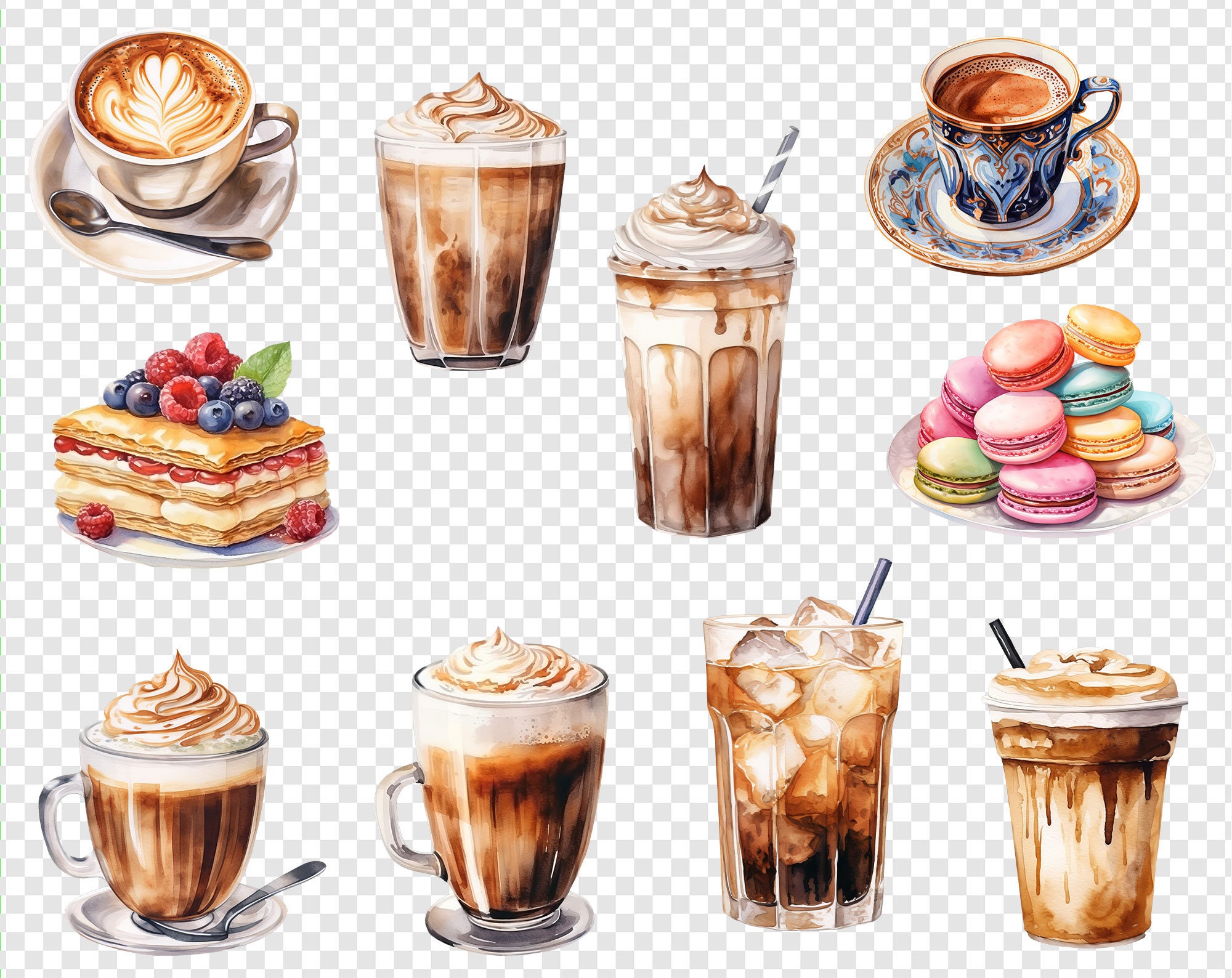 Coffee Clipart Watercolor Illustrations Clip Art PNG - Etsy