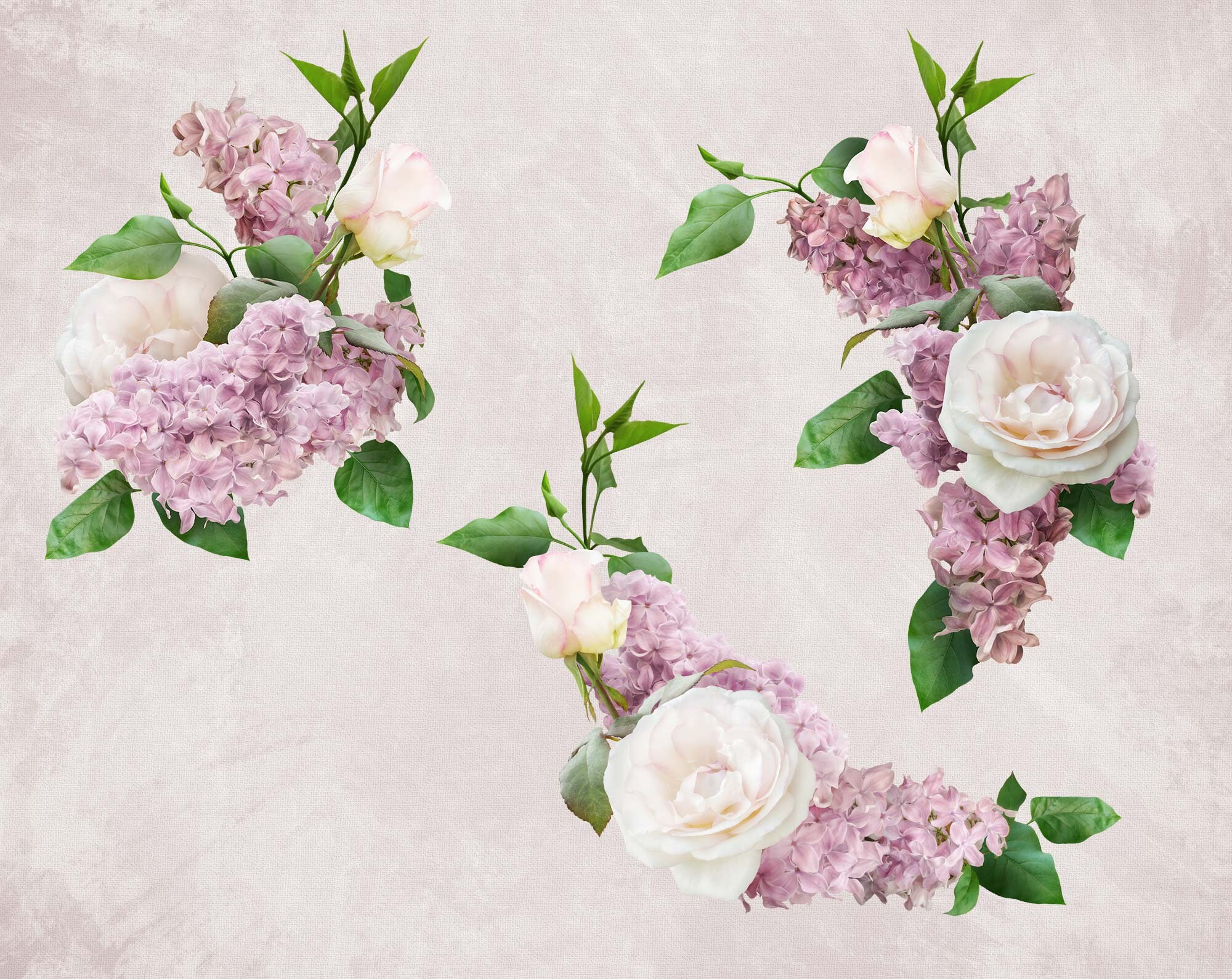 Pink Lilac and Roses Clip Art | Flowers Bouquets Clipart | Floral ...