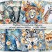 Wild Animals Blue Backgrounds | Digital Scrapbook Paper - Etsy