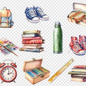 Back to School Clipart | Watercolor School Illustrations Clip Art Set ...