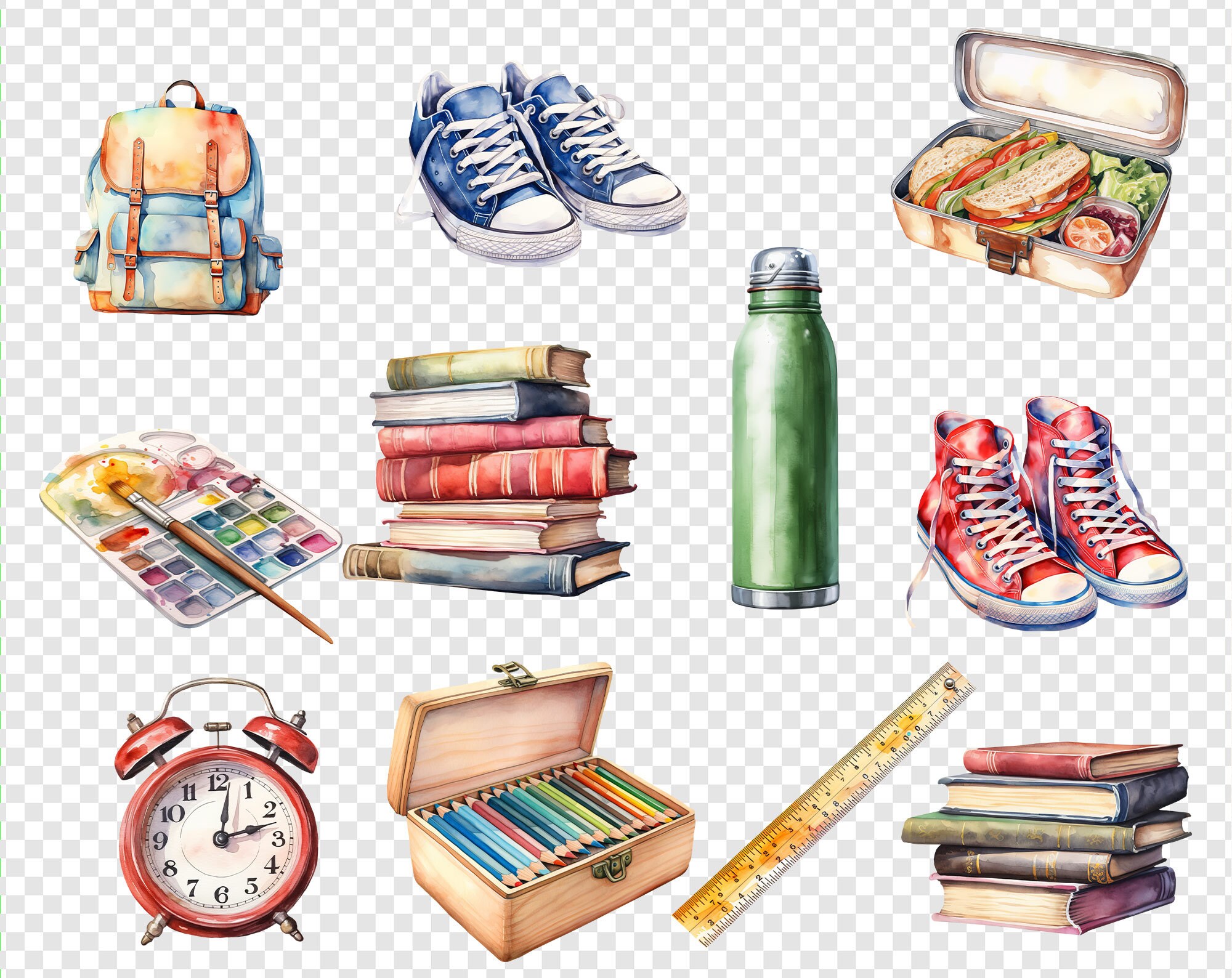 Back to School Clipart | Watercolor School Illustrations Clip Art Set ...