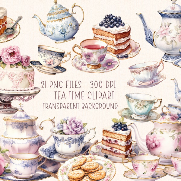 Tea Time Clipart - Etsy