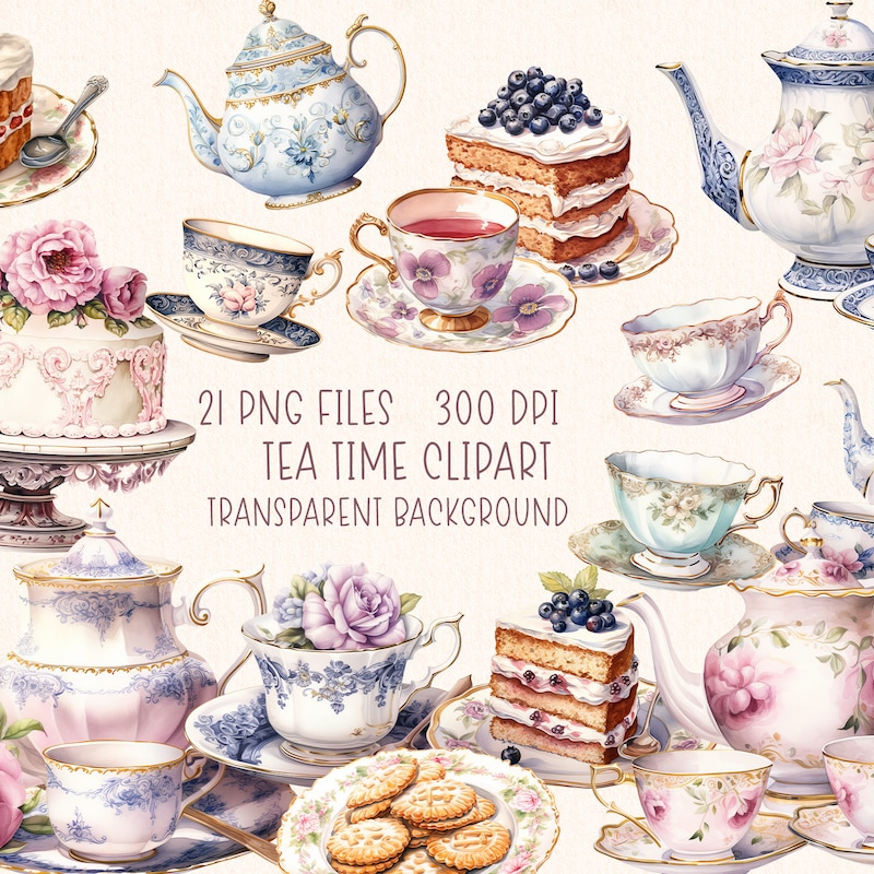 Tea Time Clipart - Etsy