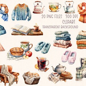Cozy Home Watercolor Clipart | Fall Clothes Sweater Illustrations Clip ...