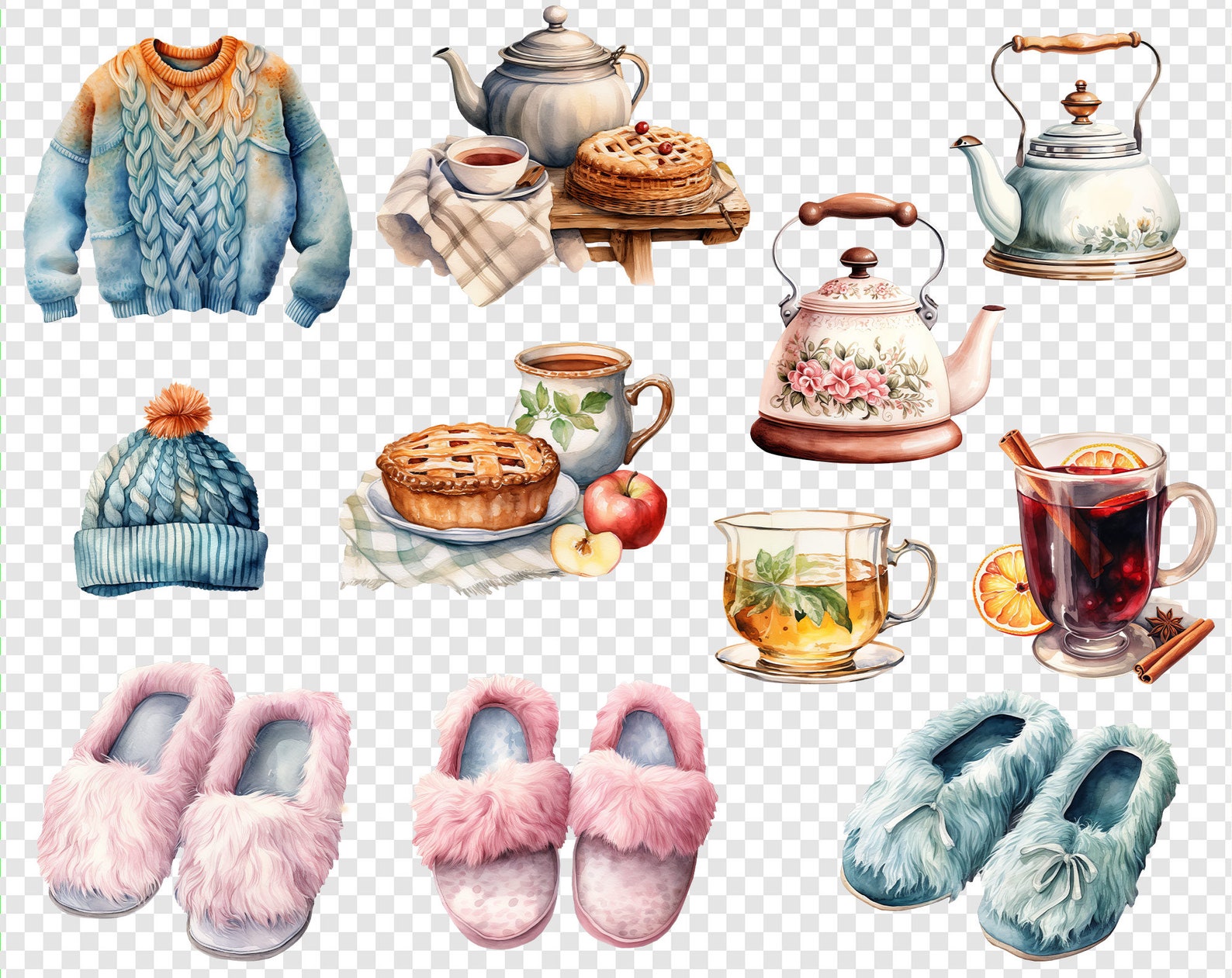Cozy Home Watercolor Clipart | Fall Clothes Sweater Illustrations Clip ...