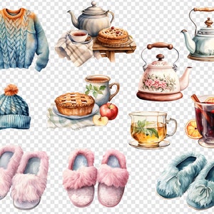 Cozy Home Watercolor Clipart | Fall Clothes Sweater Illustrations Clip ...