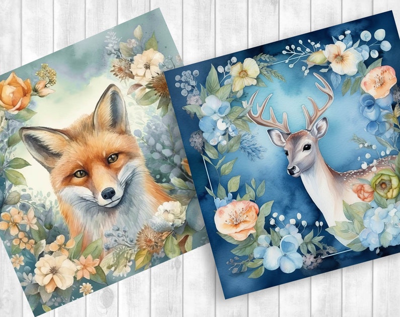 Wild Animals Blue Backgrounds | Digital Scrapbook Paper - Etsy