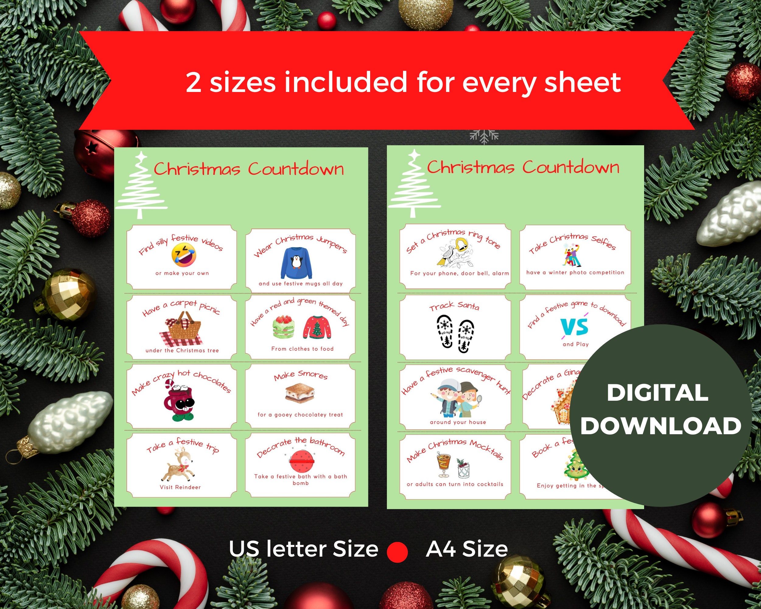 Holiday Countdown Printable / Christmas Advent Calendar Printable ...