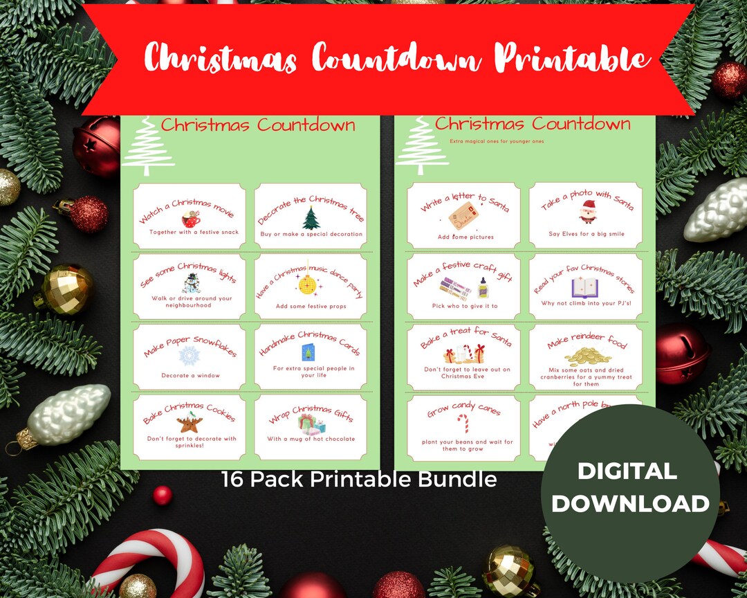Holiday Countdown Printable / Christmas Advent Calendar Printable ...